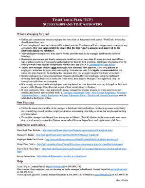 Fillable Online SUPERVISORS AND TIME APPROVERS Fax Email Print - pdfFiller