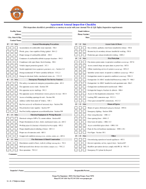 Fillable Online Apartment Annual Inspection Checklist Fax Email Print ...