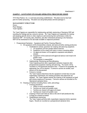 Fillable Online SAMPLE SANITATION STANDARD OPERATING PROCEDURE (SSOP ...