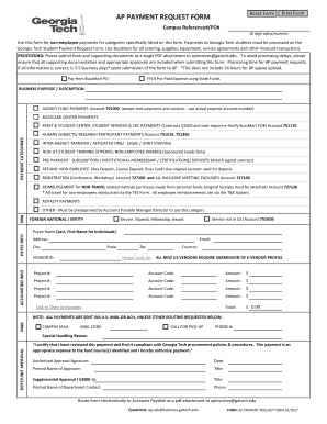 Fillable Online sofo gatech ap payment request form - SOFO - Georgia ...