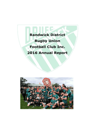 Fillable Online Randwick District Rugby Union Football Club Inc. 2016 ...