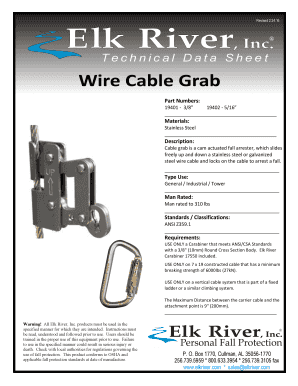 Fillable Online Wire Cable Grab - Elk River Fax Email Print - pdfFiller