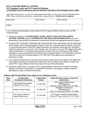 Fillable Online NYU Hospitals Center and NYU School Of Medicine Fax Email Print - pdfFiller