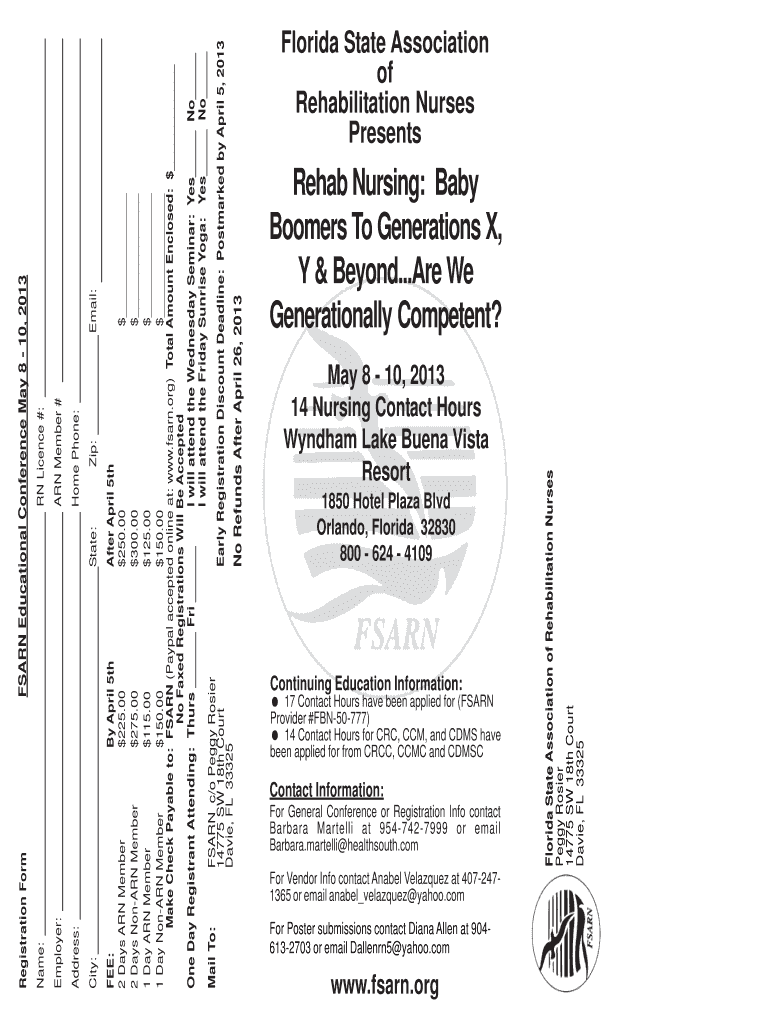 Fillable Online fsarn Rehab Nursing: Baby Boomers To Generations X, Y ...