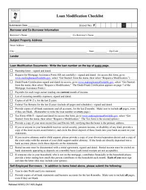 Fillable Online Loan Modification Checklist. Loan Modification ...