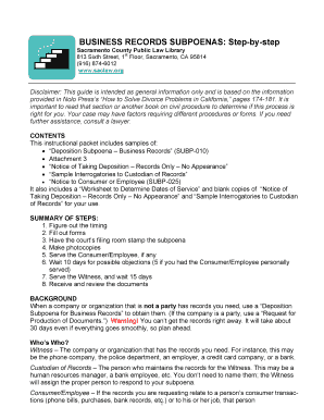 Fillable Online BUSINESS RECORDS SUBPOENAS: Step-by-step Fax Email ...