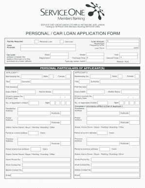 Fillable Online PERSONAL / CAR LOAN APPLICATION FORM Fax Email Print ...