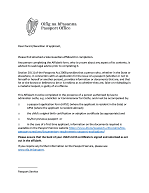Fillable Online Sole Guardian Affidavit - DFA Fax Email Print - pdfFiller
