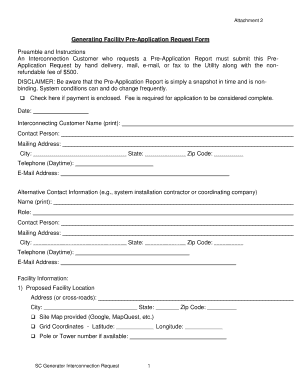 Fillable Online Generating Facility Pre-Application Request Form Fax Email Print - pdfFiller