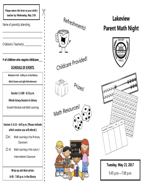 Fillable Online lakeview dsbn Parent Math Night Registration Brochure ...