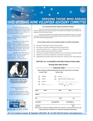Fillable Online VAC, Inc. is committed to the Ohio Veterans Home motto ...