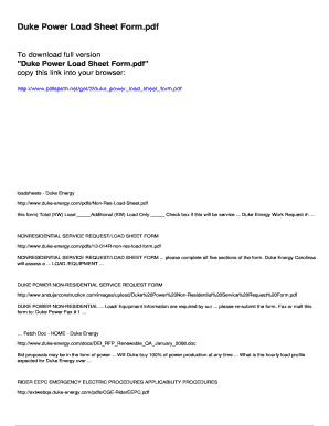 Fillable Online Duke Power Load Sheet Form - Pdfslibforyou.com Fax ...