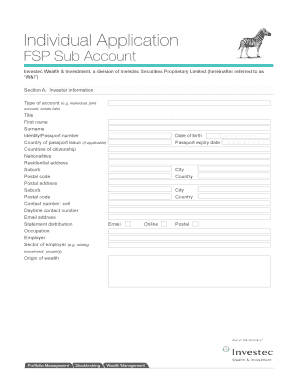 Fillable Online FSP Sub Account - Fax Email Print - pdfFiller