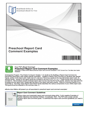 Fillable Online Preschool Report Card Comment Examples Fax Email Print ...