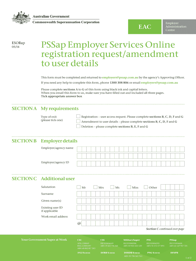 Fillable Online employer pss-css gov PSSap employer services online ...