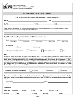 Summer Aid Request Form Gmu - Fill Online, Printable, Fillable, Blank ...