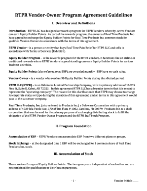 Fillable Online RTPR Vendor-Owner Program Agreement Guidelines Fax ...