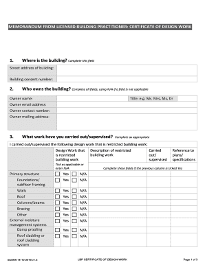 Fillable Online Certificate of Design Work - GoShift Fax Email Print ...