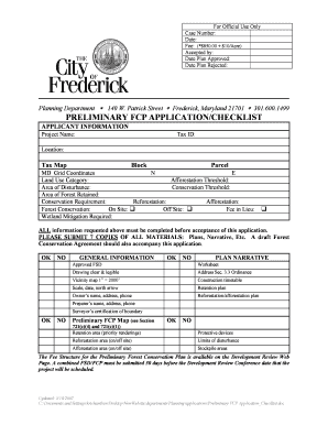 Fillable Online preliminary fcp application/checklist - City of ...