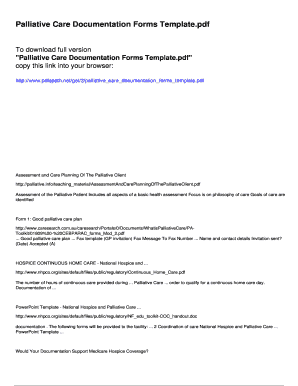 Fillable Online Palliative Care Documentation Forms Template Fax Email ...