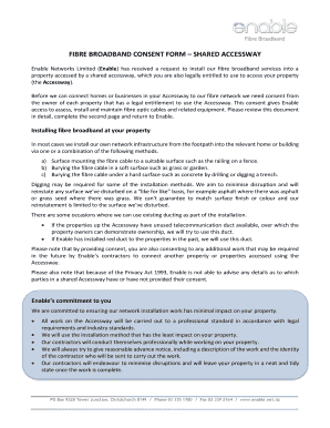 Fillable Online FIBRE BROADBAND CONSENT FORM SHARED ACCESSWAY Fax Email ...