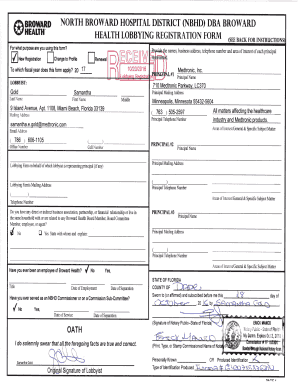 Fillable Online (NBHD) DBA BROWARD HEALTH LOBBYING REGISTRATION FORM ...