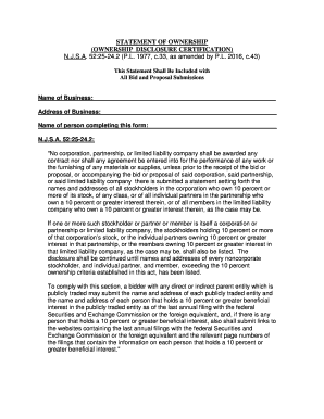 Fillable Online STATEMENT OF OWNERSHIP (OWNERSHIP DISCLOSURE ...