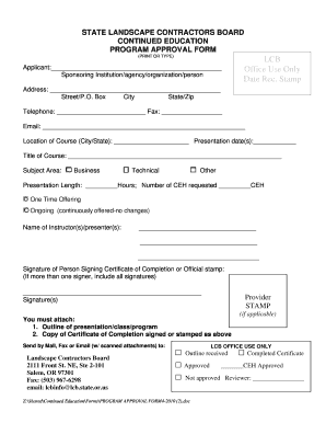 Fillable Online STATE LANDSCAPE CONTRACTORS BOARD Fax Email Print ...