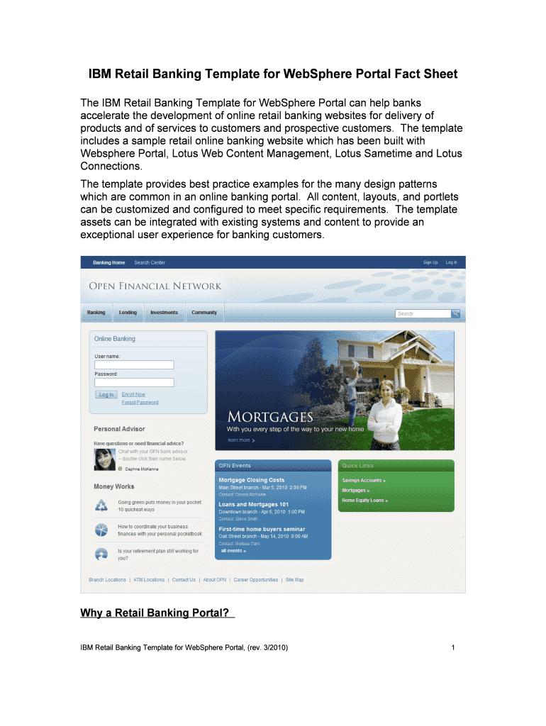 Fillable Online IBM Retail Banking Template for WebSphere Portal Fact ...