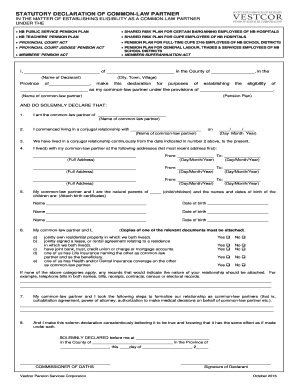 Fillable Online STATUTORY DECLARATION OF COMMON-LAW PARTNER Fax Email ...