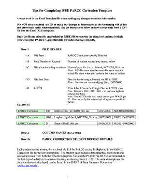 Fillable Online Tips for Completing ISBE PARCC Correction Template Fax Email Print - pdfFiller