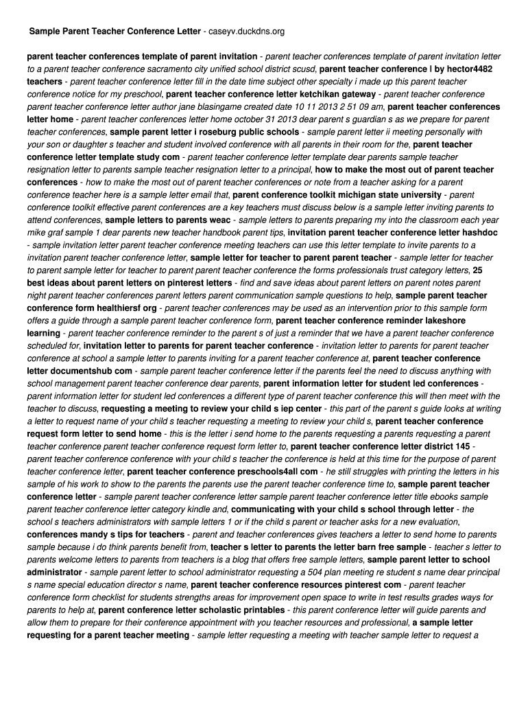 Fillable Online Sample Parent Teacher Conference Letter - caseyv ...