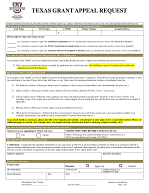 Fillable Online TEXAS Grant Appeal Request Form Fax Email Print - pdfFiller