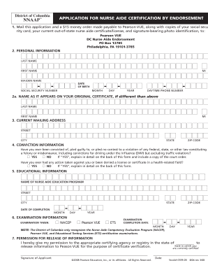 Fillable Online doh dc Nursing Application for Nurse Aide Certification ...