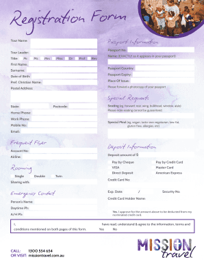 Fillable Online Mission Travel Booking Form Fax Email Print - pdfFiller
