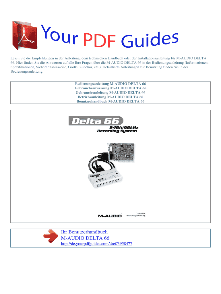 Fillable Online Gebrauchsanleitung M-AUDIO DELTA 66 ...