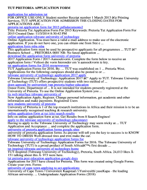 Fillable Online tut pretoria application form. Download Free tut pretoria application form Fax ...