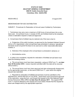 Fillable Online Restoration of Forfeited Annual Leave Procedures ...