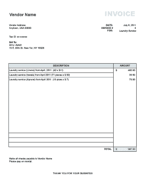 Fillable Online Sample Vendor Invoice Fax Email Print - pdfFiller