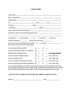 Fillable Online Vendor Profile - jgmpropertygroup.com Fax Email Print ...