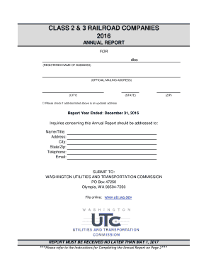 Fillable Online 210 Class 2 3 Railroad Annual Report Form 2016 - PDF ...