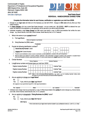 Fillable Online Real Estate - NAME/ADDRESS CHANGE FORM Fax Email Print ...
