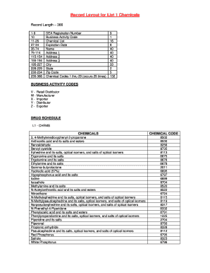 Fillable Online List1 chemical record layout.doc. Record Layout for ...