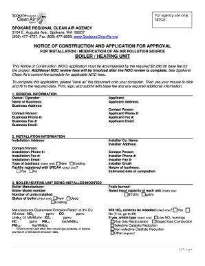 Fillable Online spokanecleanair NOC permit application form - Spokane ...