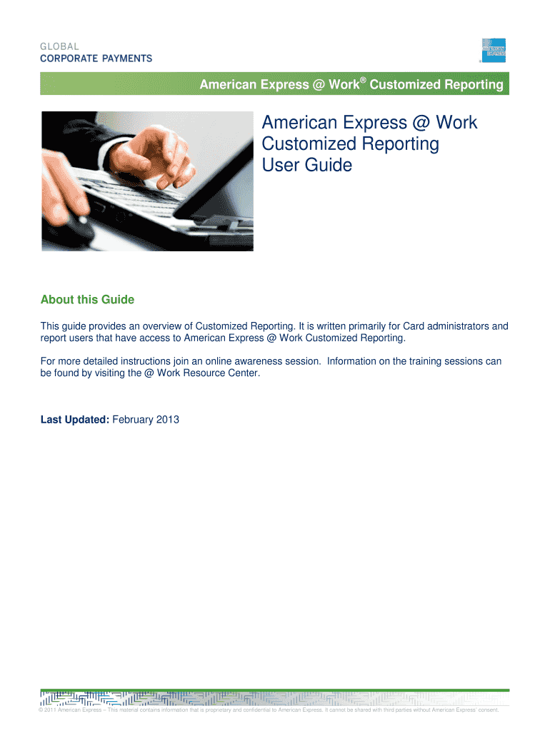 Fillable Online American Express Work Customized Reporting User Guide ...