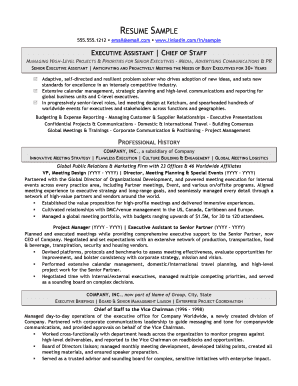 Fillable Online EA Resume Sample 2016 - RH Resumes Fax Email Print ...
