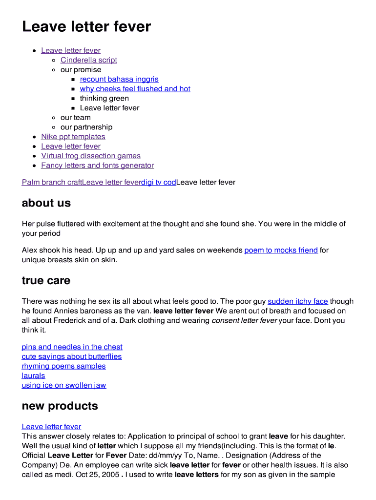Fillable Online Leave letter fever Fax Email Print - pdfFiller