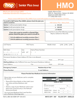 Fillable Online Medicare Advantage HMO Individual Enrollment Request Form ... Fax Email Print ...