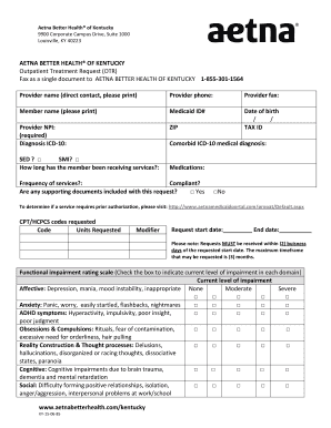 Fillable Online of Kentucky - Aetna Better Health Fax Email Print ...