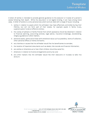 Fillable Online Letter of Wishes Fax Email Print - pdfFiller